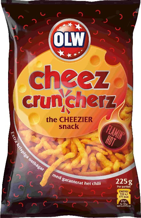 OLW Cheez Cruncherz Hot Chili 225g x 21st / 4.05kg – Mirza Company